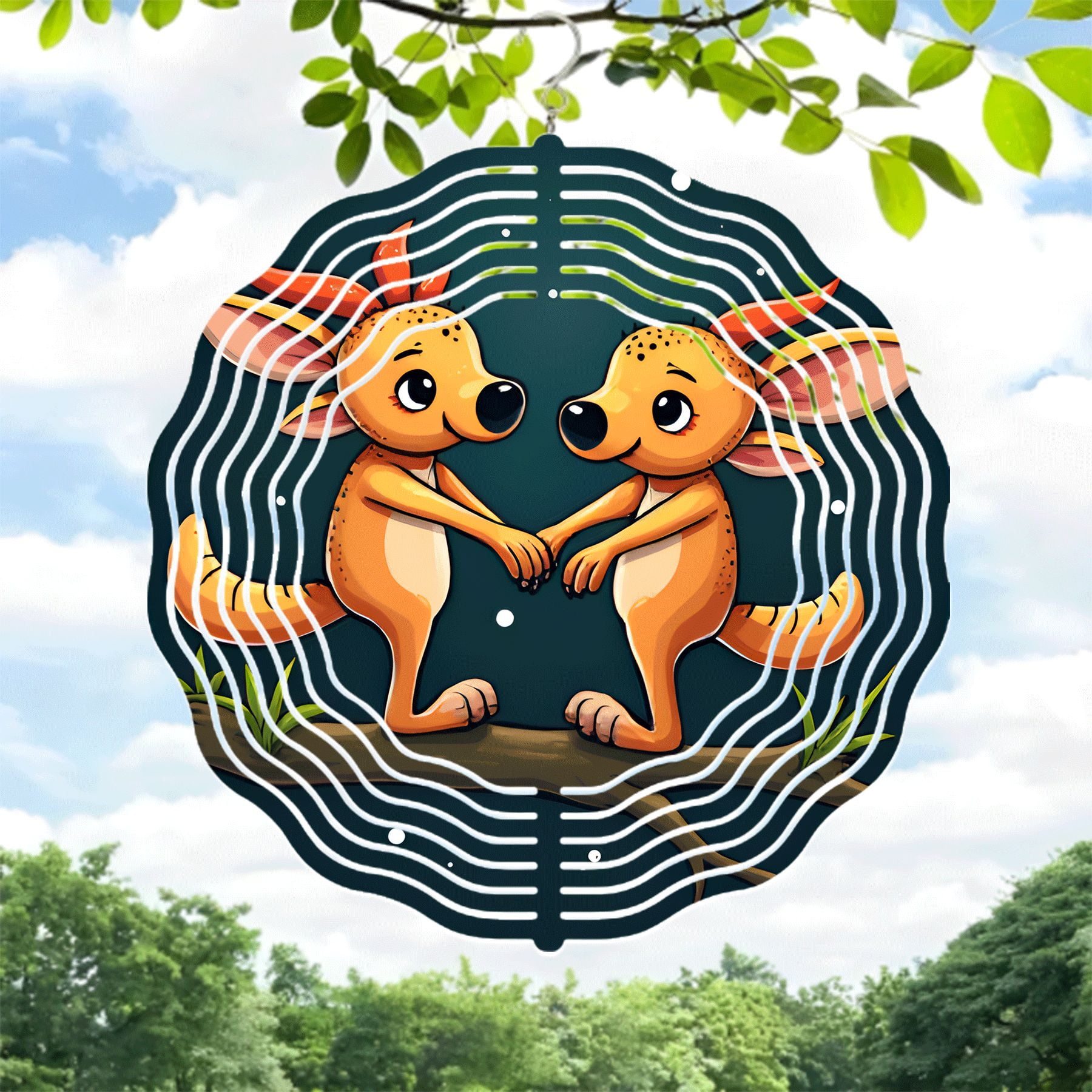 Charming Metal Hanging Wind Spinners - Cartoon Kangaroos Design with ...