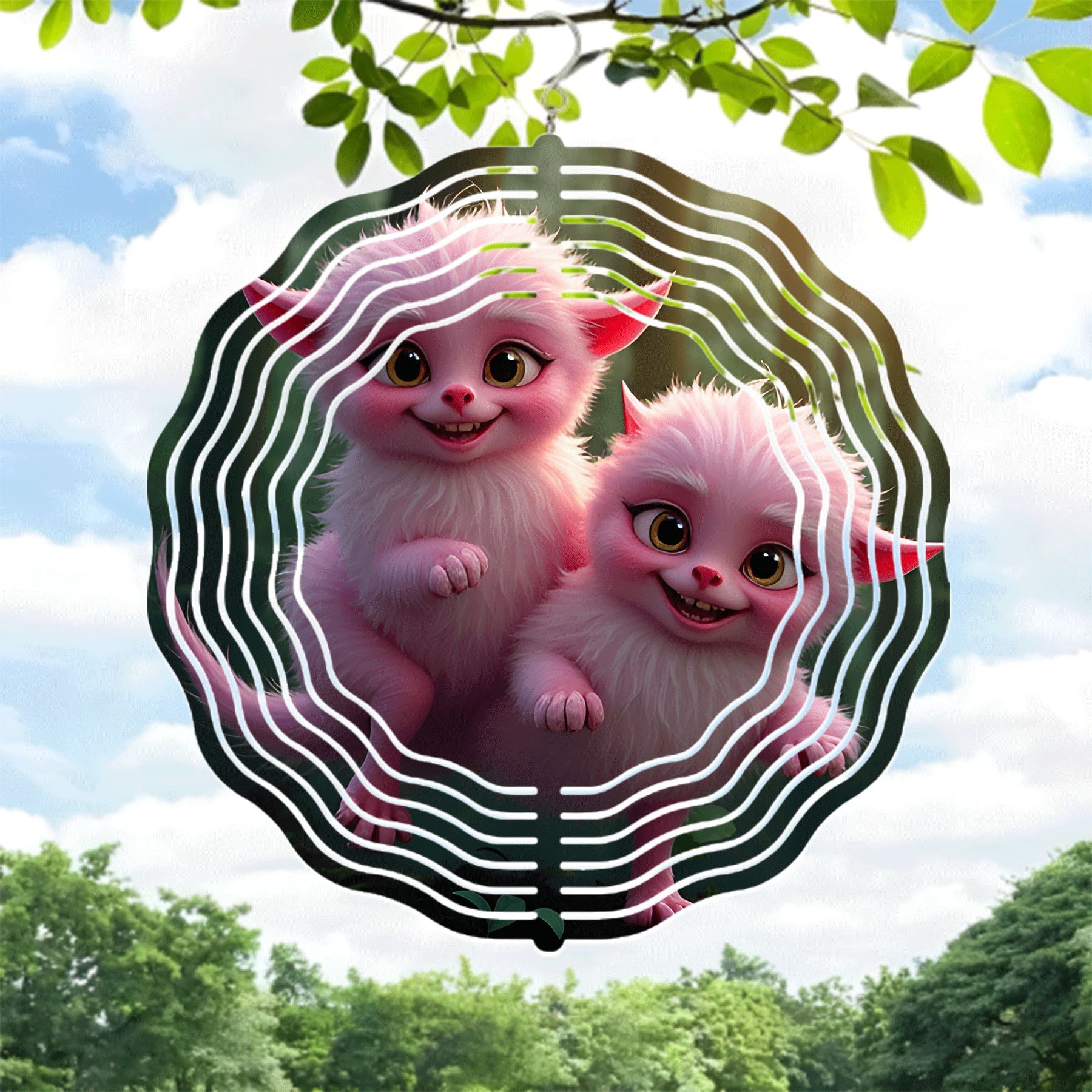 Charming Metal Hanging Wind Spinners with Concentric Line Design ...