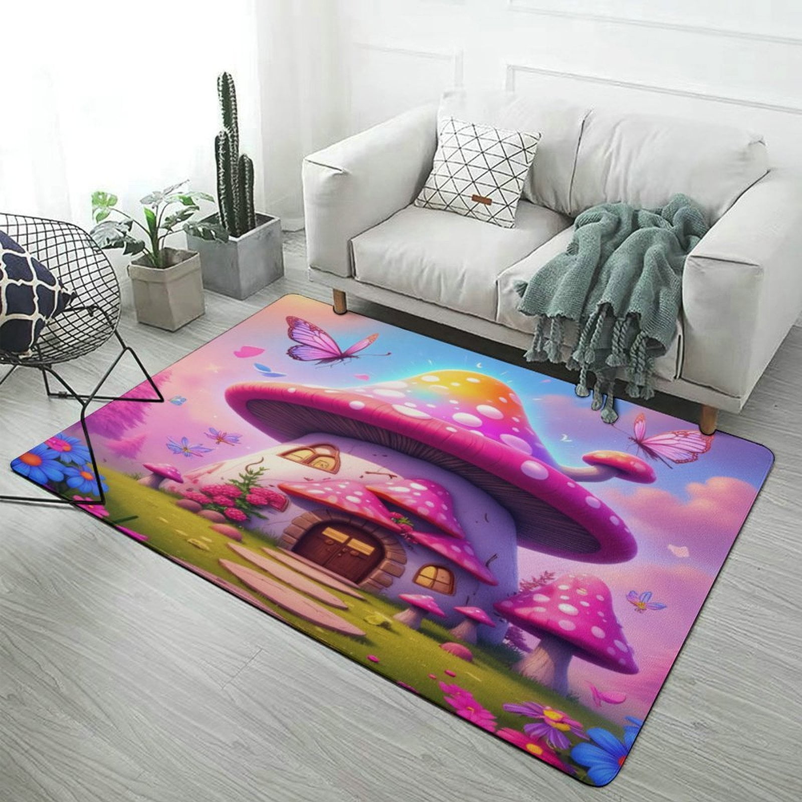 Charming Mushroom House Fantasy Art Carpet for Home Decoration Rugs for ...