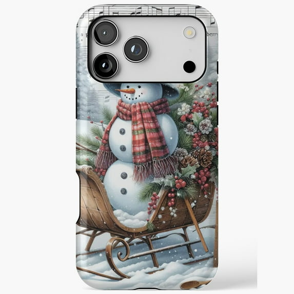 Charming Musical Snowman Protective Case for iPhone 11 12 13 14 15 16 ...