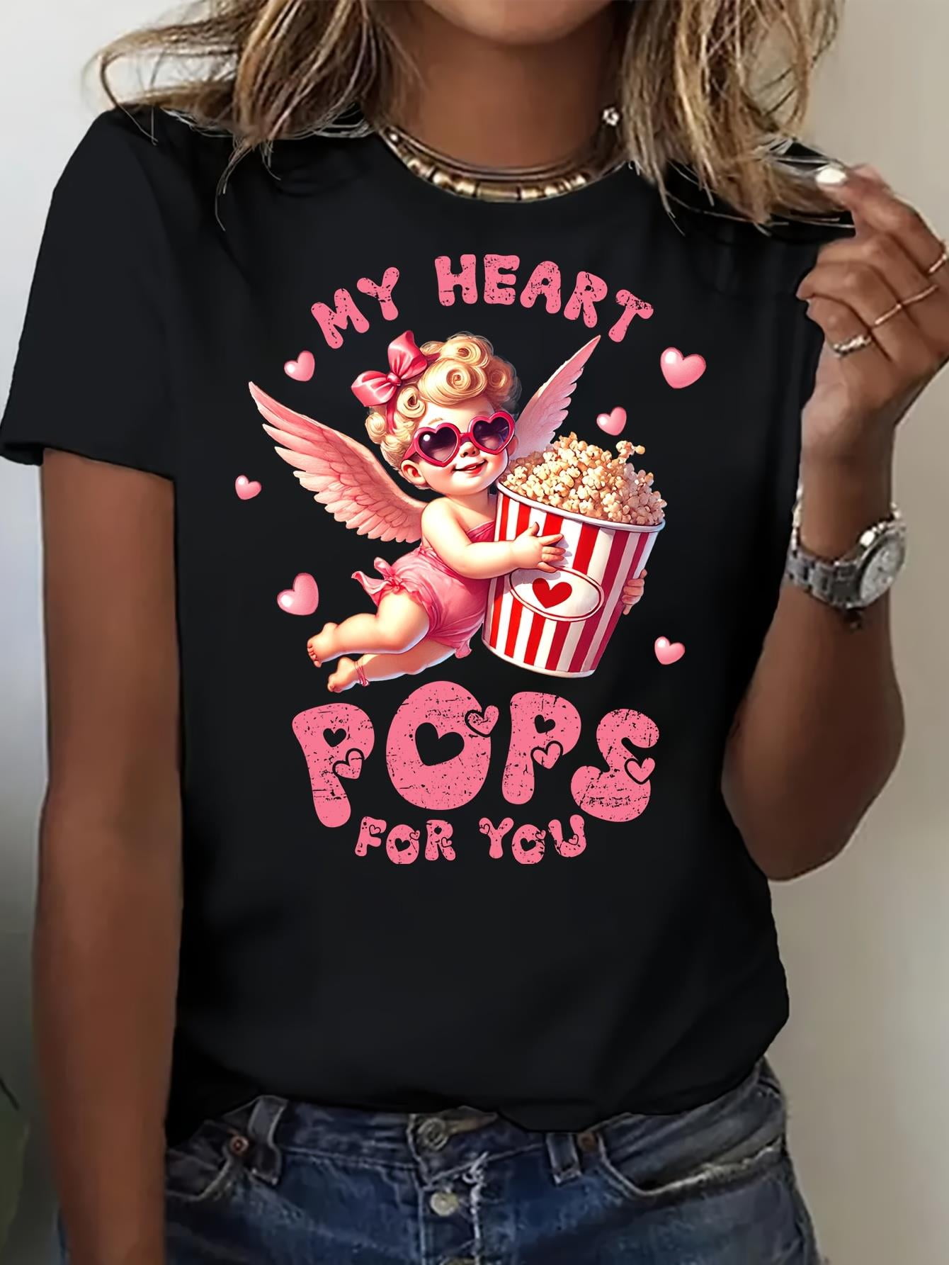 Charming 'My Heart Pops for You' Valentine's Day Tee for Women - Soft ...