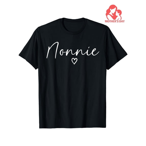 Charming "Nonnie" Heart Print Cotton Tee - Ideal Grandma Gift, Soft ...