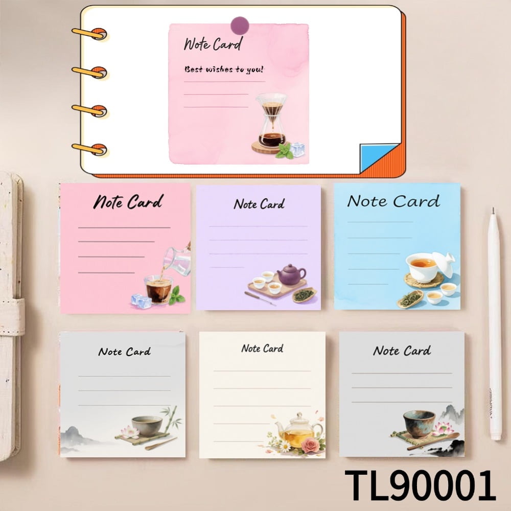 Charming Note Cards with Tea - Themed Designs (3.54×3.54 Inches)100 ...