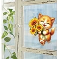 Charming Orange and White Kitten Window Sticker with Rustic Flower ...