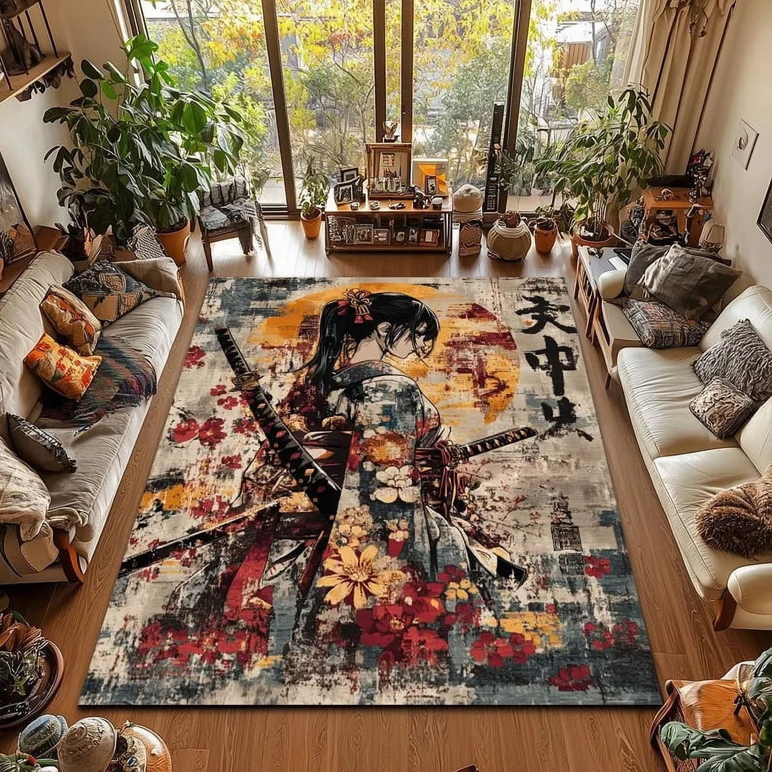Charming Palm Tree Print Anime Area Rug Manga Japanese Animation ...
