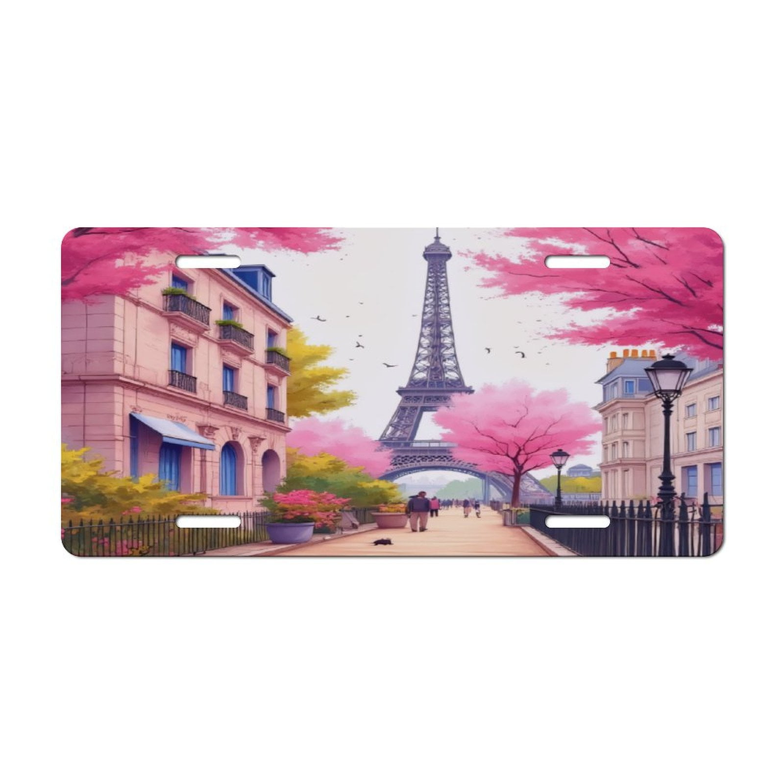 Charming Parisian Street Scene Car Decorative Front License Plate ...
