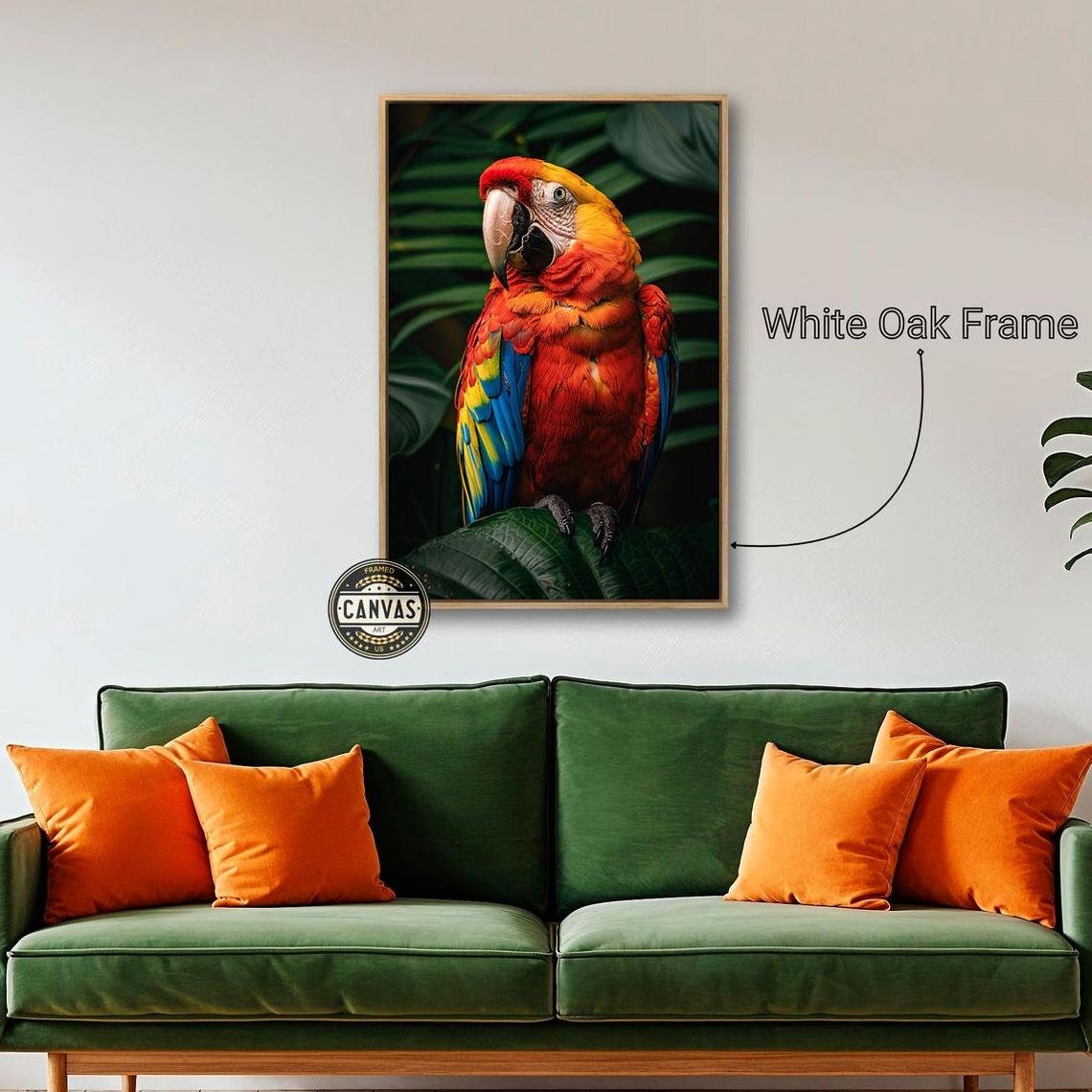 Charming Parrot Poster Tropical Bird Of Paradise Wall Art Scarlet Macaw ...