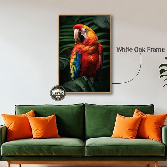 Charming Parrot Poster Tropical Bird Of Paradise Wall Art Scarlet Macaw ...