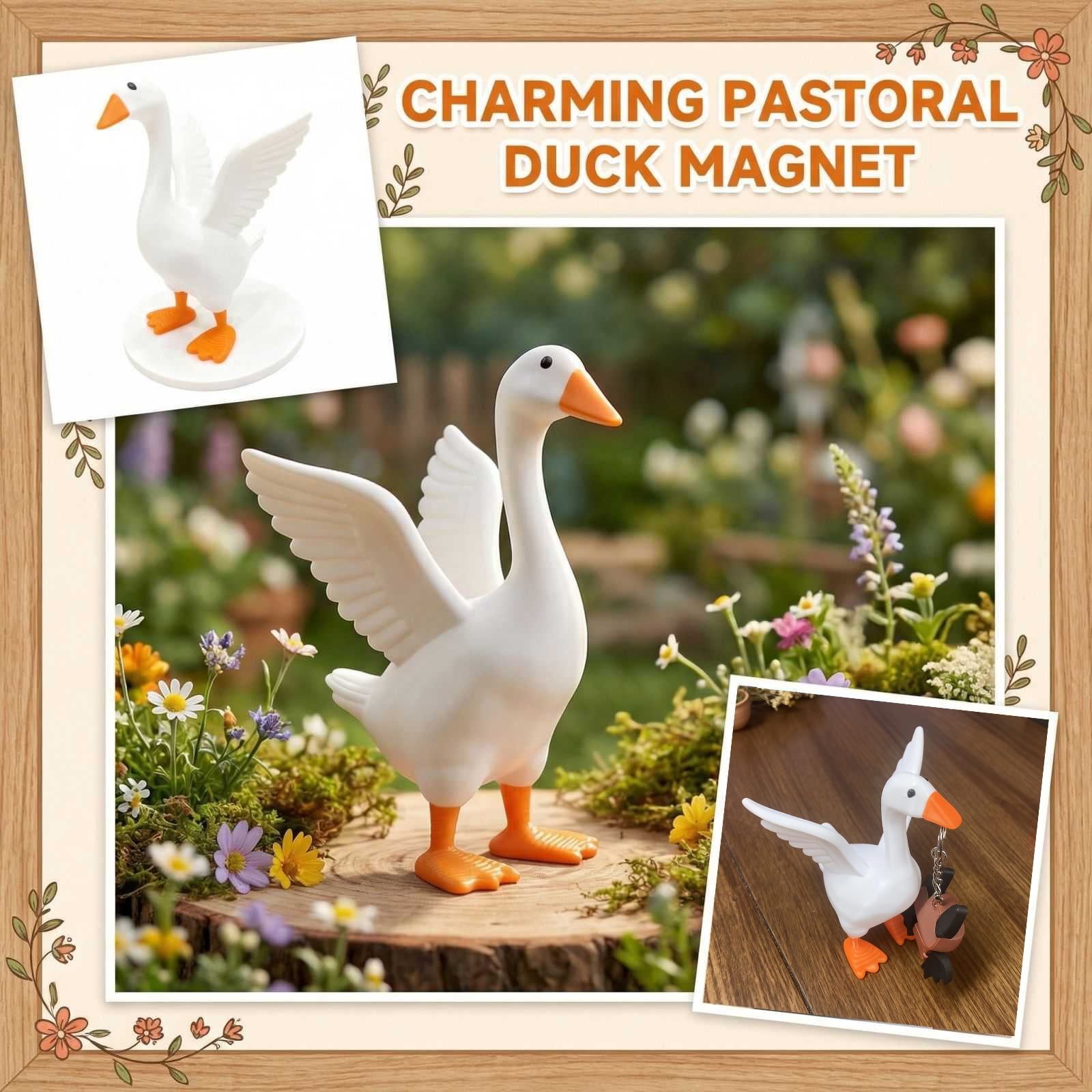 Charming Pastoral Duck Magnet Statue, 3D Printed Quirky Figurine ...