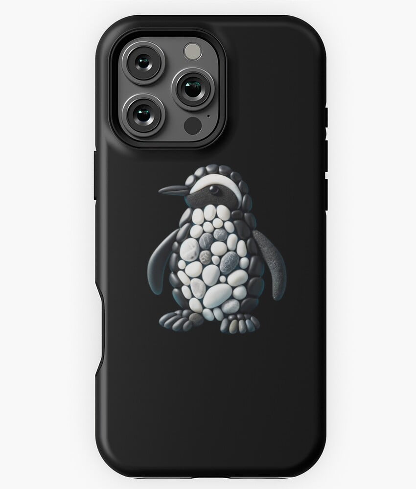 Charming Pebble Art Penguin Phone Case for iPhone 16 15 14 13 12 11 Pro ...