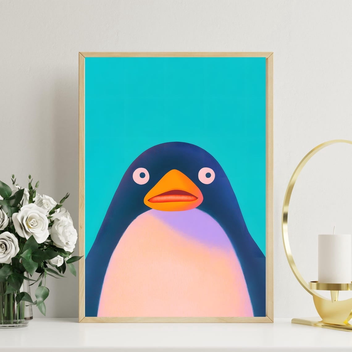 Charming Penguin Poster, Cute Penguinwhimsical Penguin Fun Animal Print ...