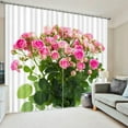 Charming Pink Rose Curtains for Bedroom Window Semi Blackout Curtain ...