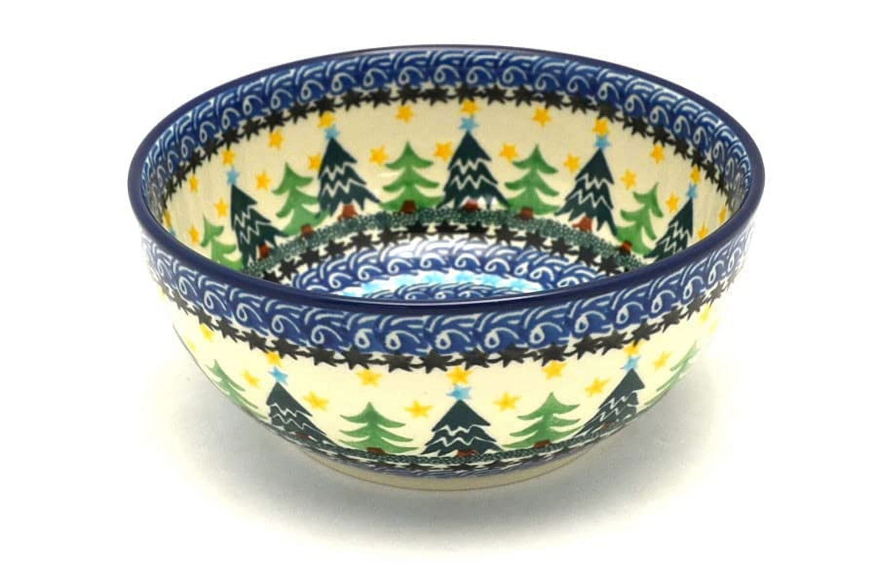 Charming Polish Pottery Bowl – Festive Christmas Trees Design ...