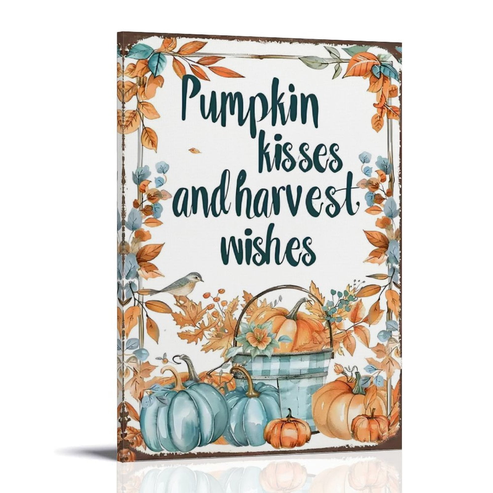 Charming Pumpkin Kisses & Harvest Poster Canvas Wall Art Living Room ...