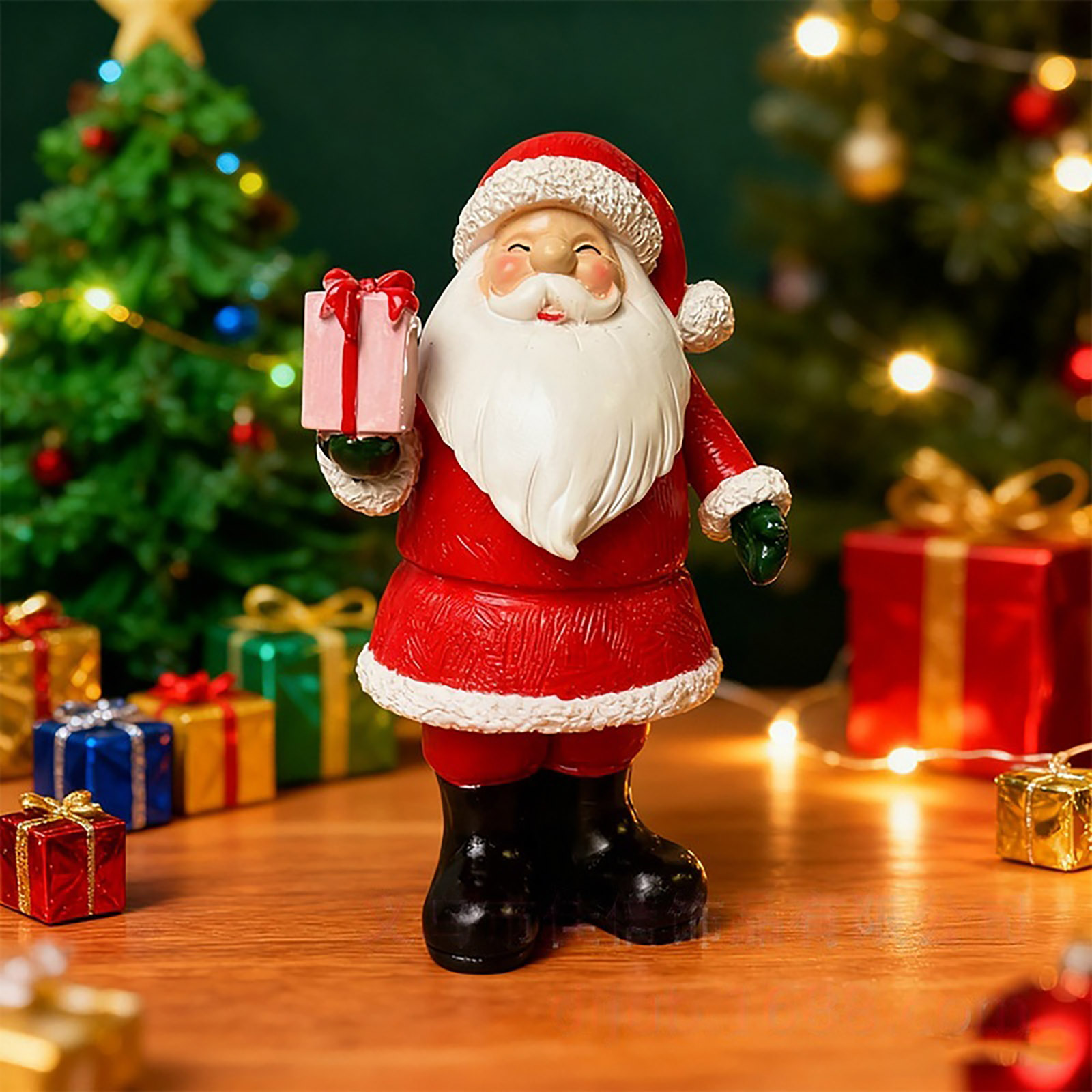 Charming Q Style Santa Claus Resin Artwork, White Festive Desktop ...