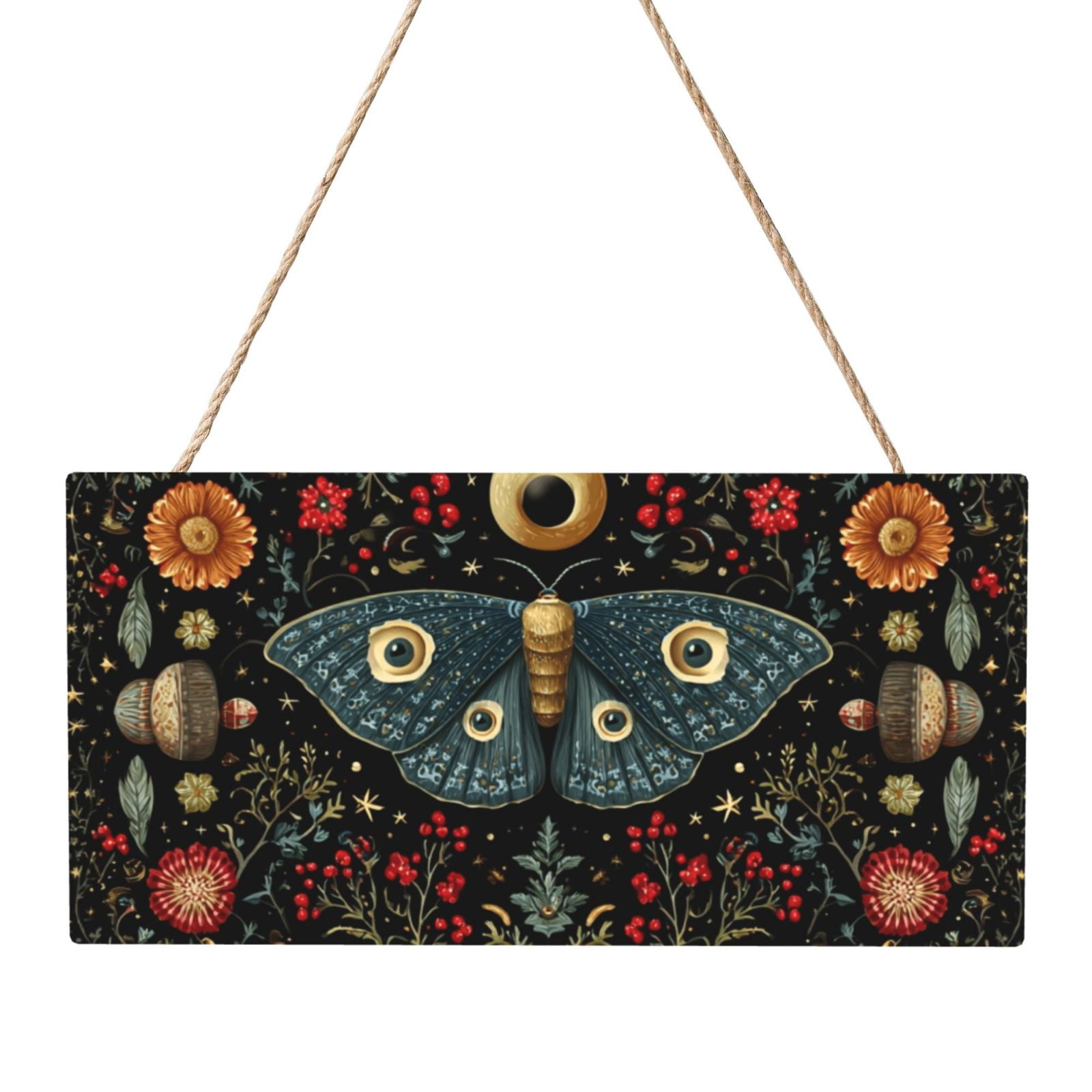 Charming Rectangular Wooden Decor Sign - Lightweight Density Board, Natural Rope Hanger, Perfect ...