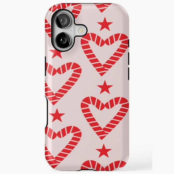 Charming Red Candy Hearts Stars Christmas Pattern Case for iPhone 17 16 ...
