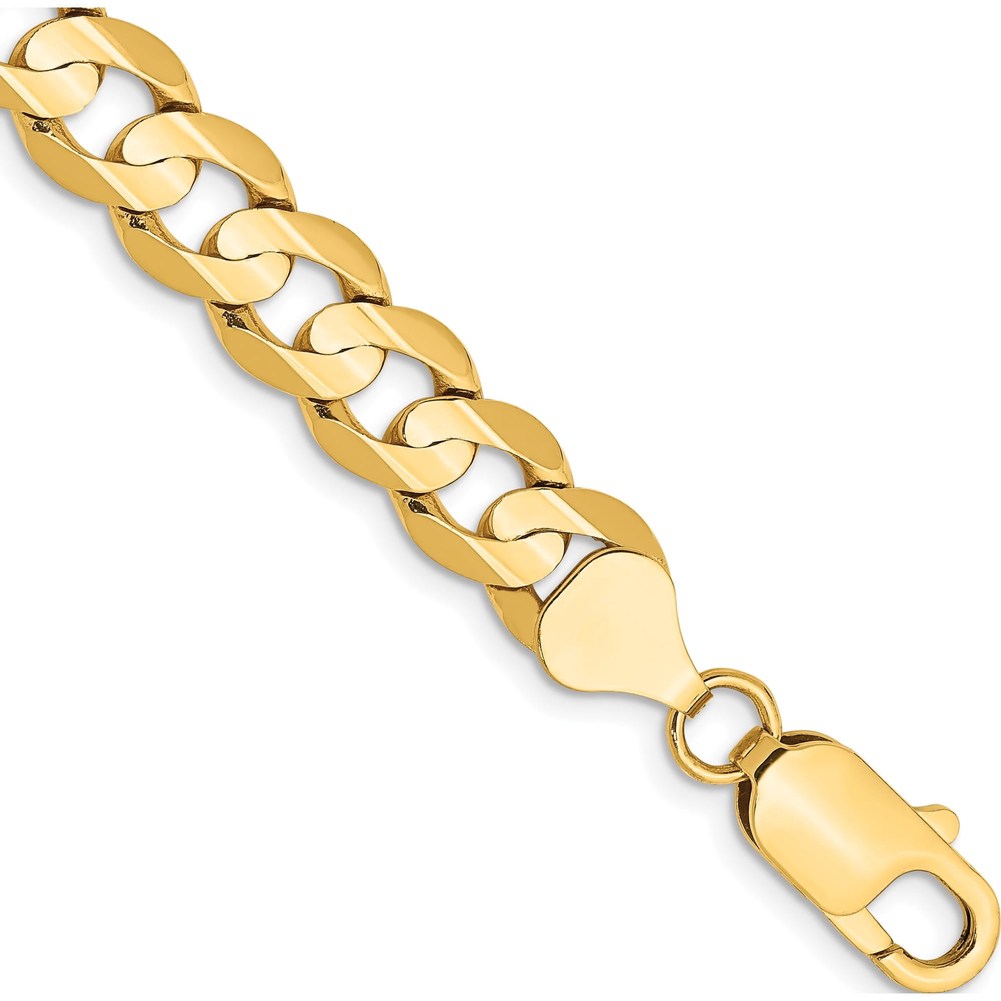 Charming Refined Treasure-worthy 10K 7.5mm Open Concave Curb Chain 10K ...
