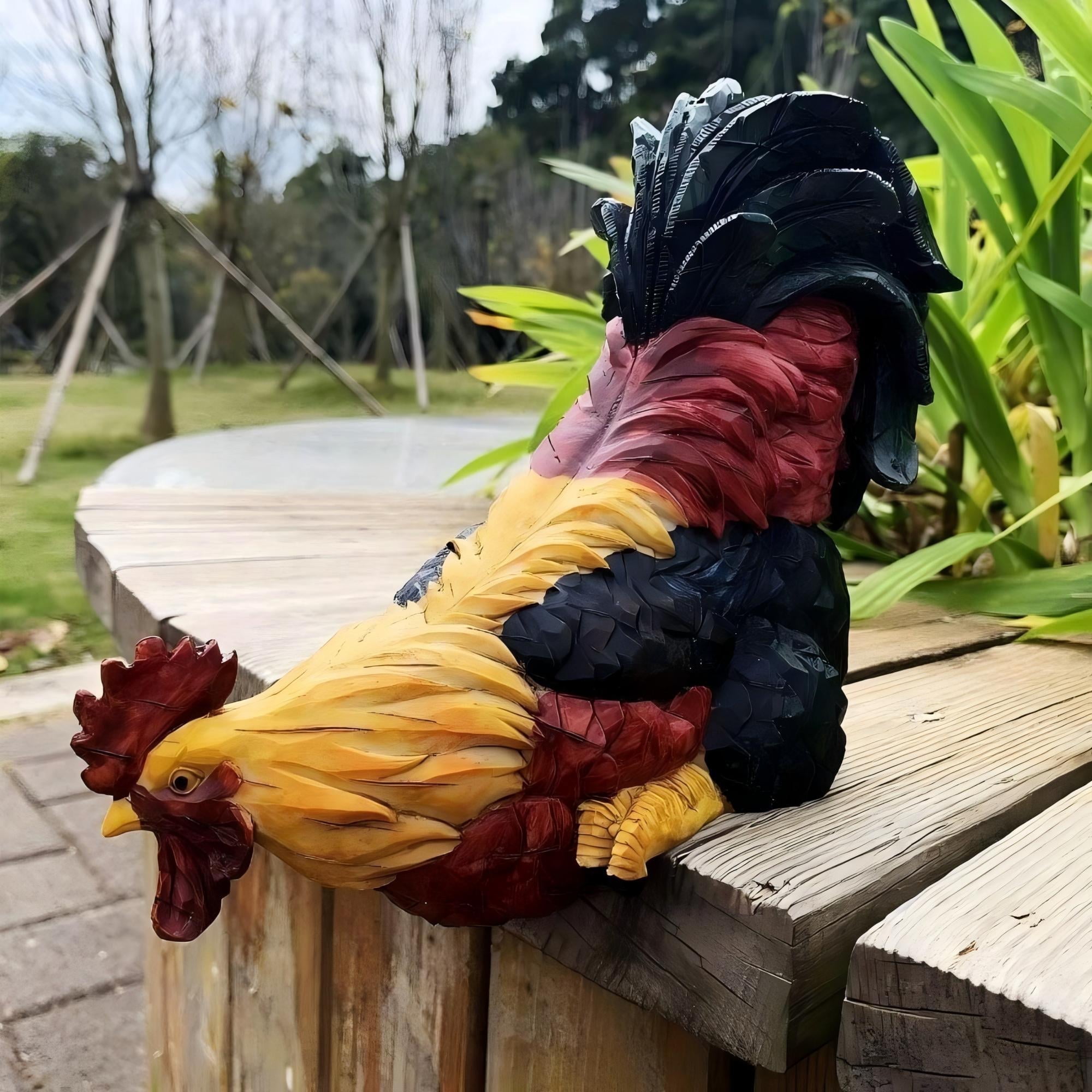 Rooster Garden Statue Indoor Outdoor Decoration - Colorful Concrete ...
