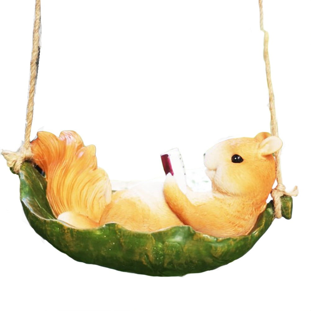 Charming Resin Squirrel Swing Garden Ornament - Perfect for Outdoor ...