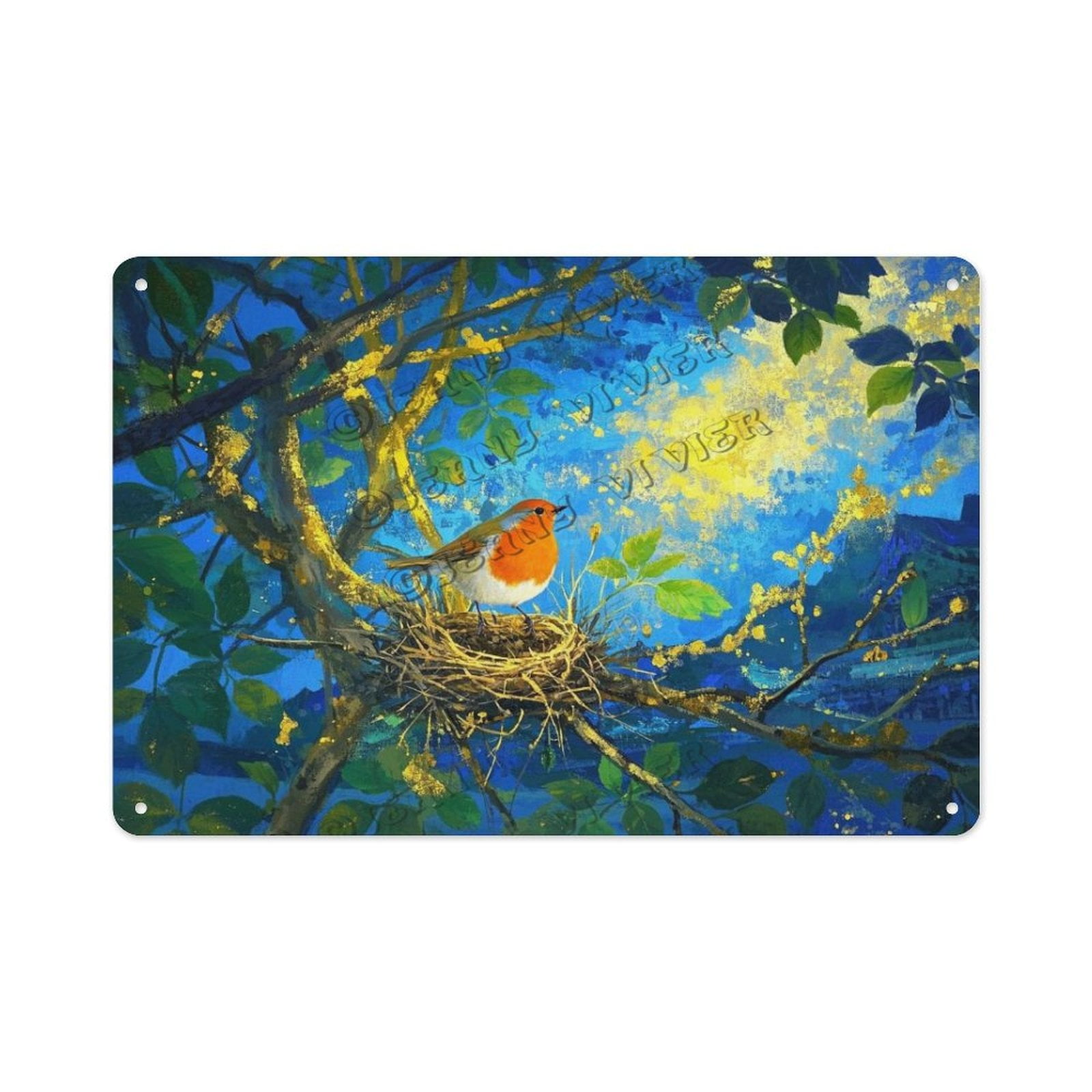 Charming Robin Bird Tin Sign – 5.5x8 Inch Metal Wall Art for Living ...