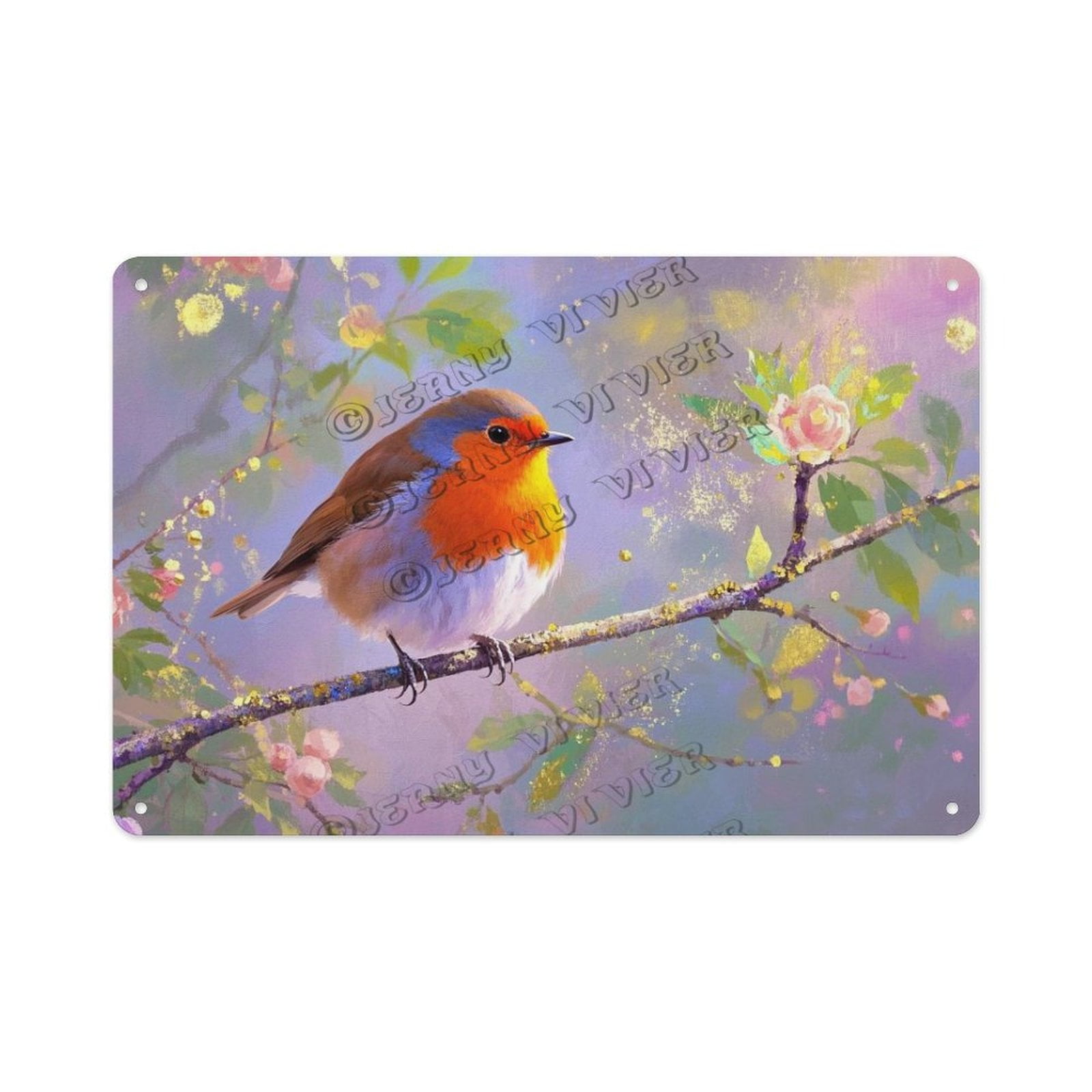 Charming Robin Bird Wall Art Tin Sign – 8x12 Inch Metal Décor for Bird ...