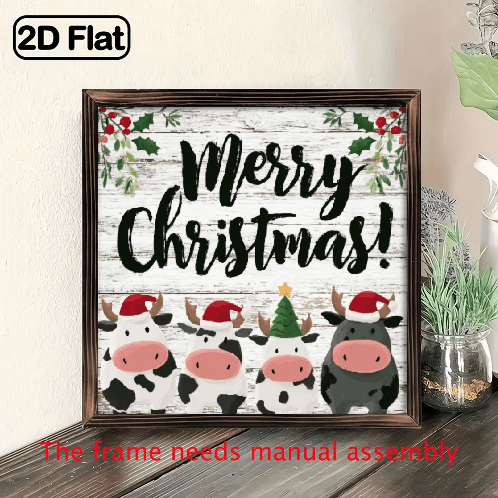 Charming Rustic Wooden Christmas Sign- 8x8inch Frame, Suitable for ...