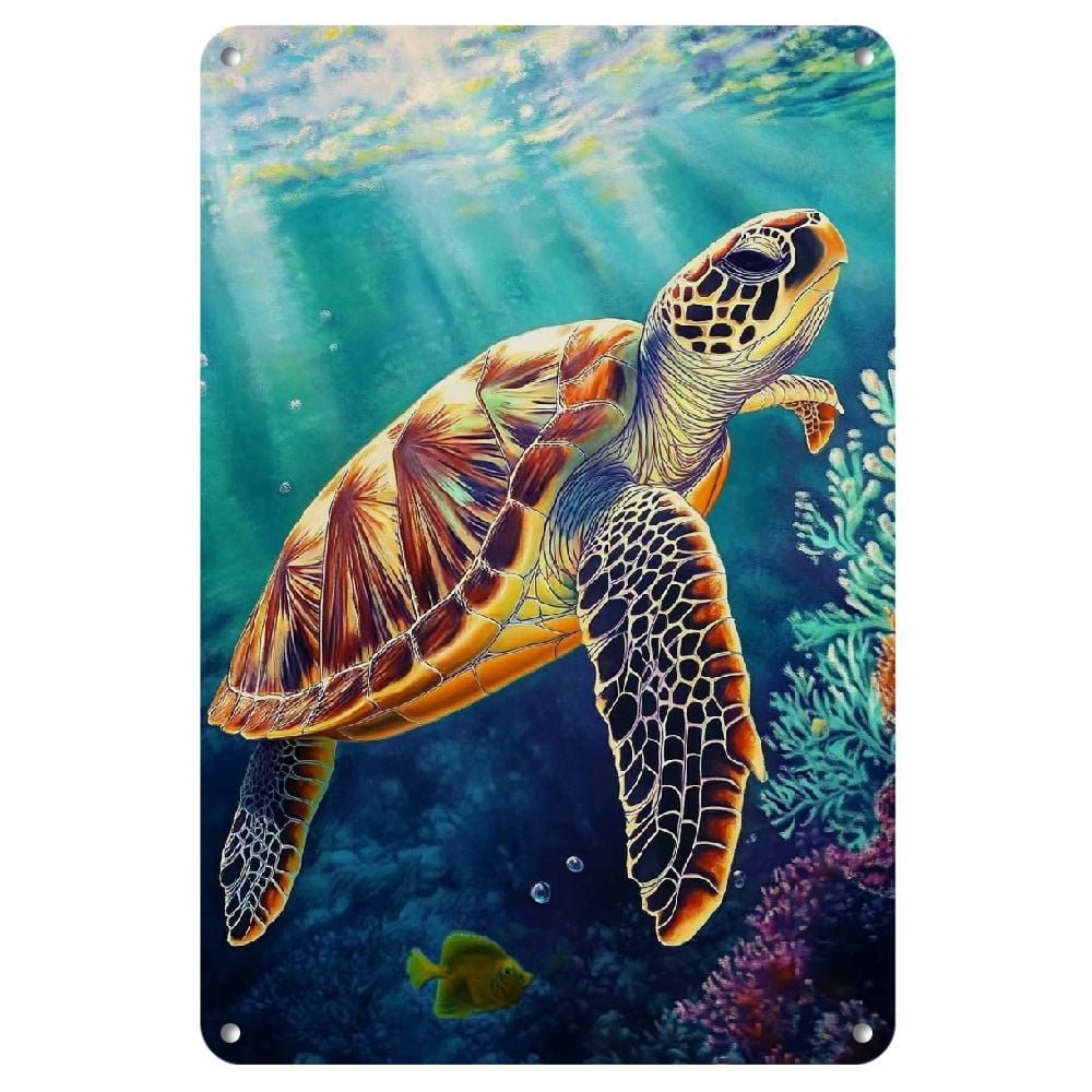 Charming Sea Turtle Iron Wall Art Sign 8x12" - Perfect for Home, Bar ...