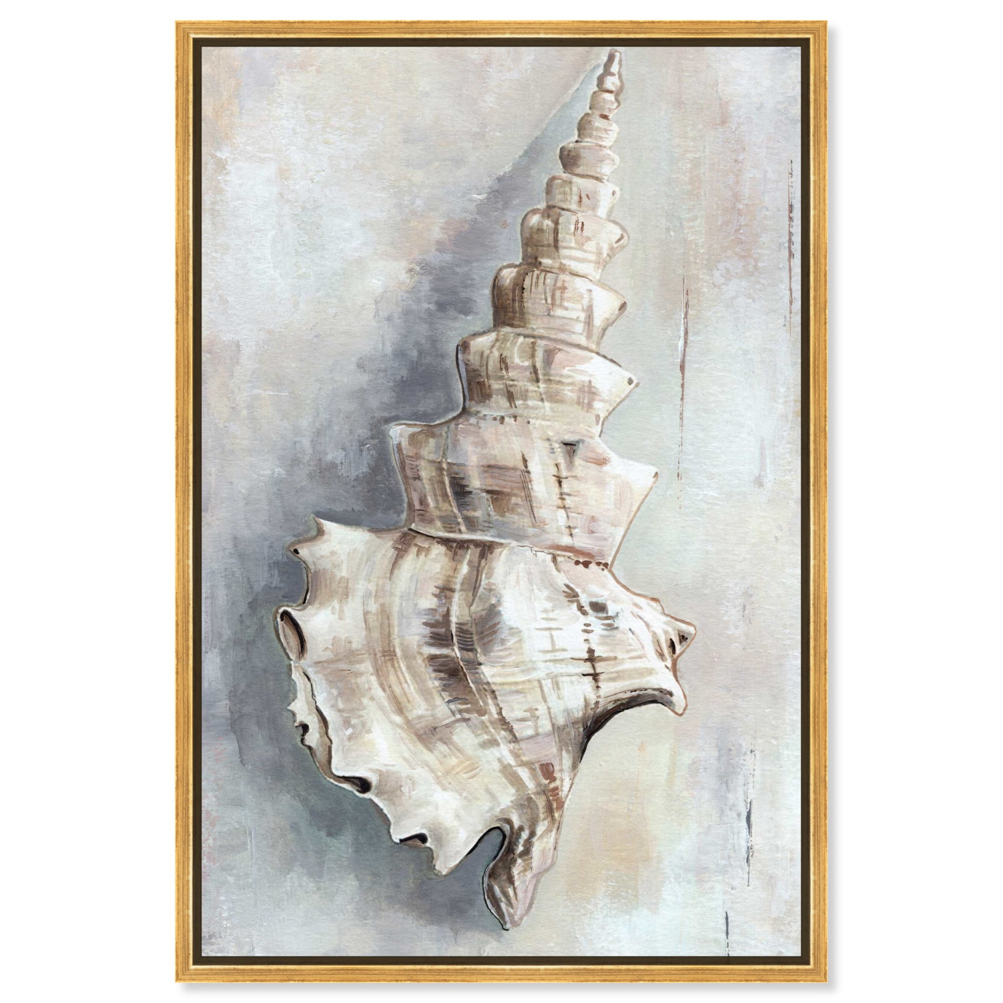 Charming Seashell Canvas Trendy Coastal Print by Art Remedy, Gold Frame ...