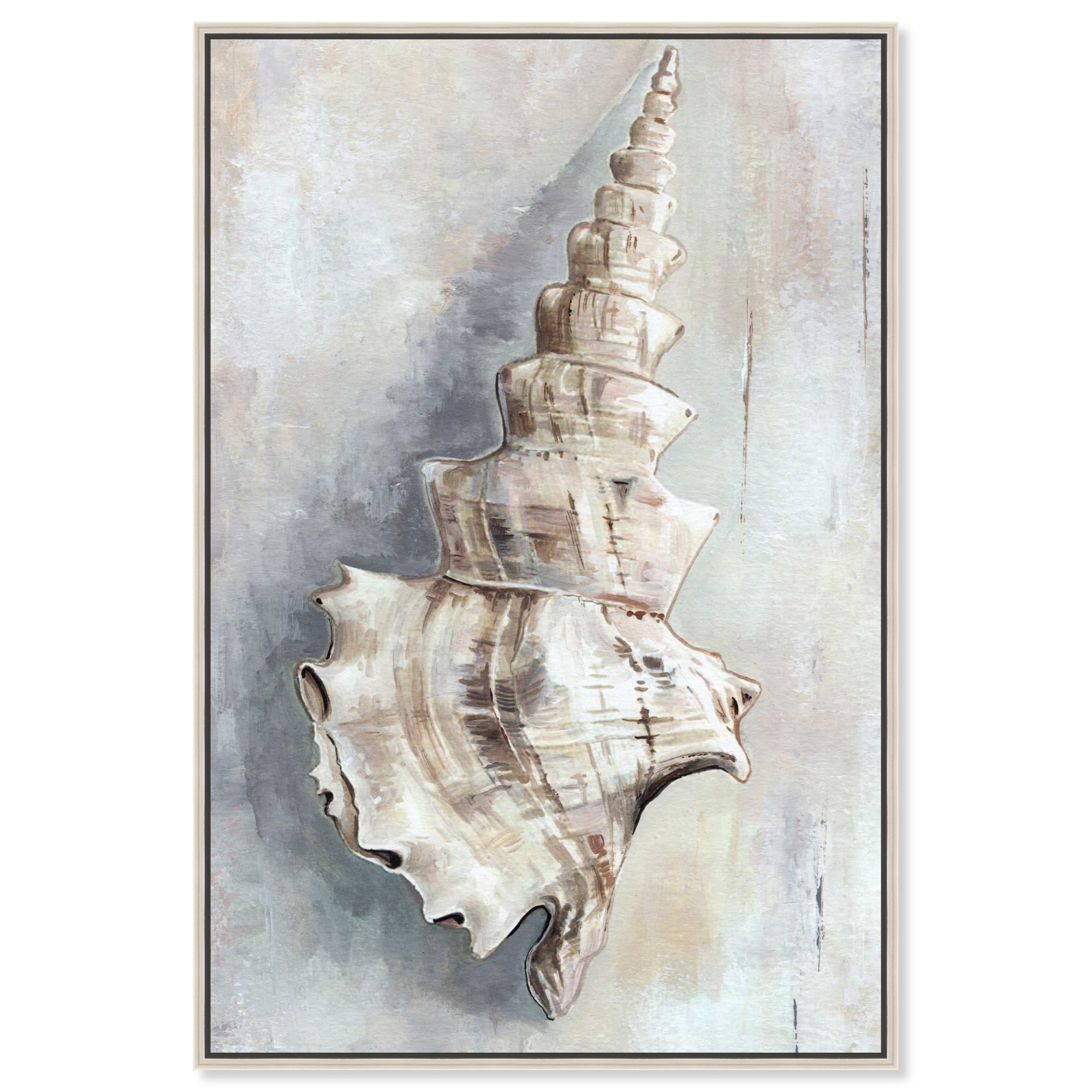 Charming Seashell Canvas Trendy Coastal Print by Art Remedy, Silver ...