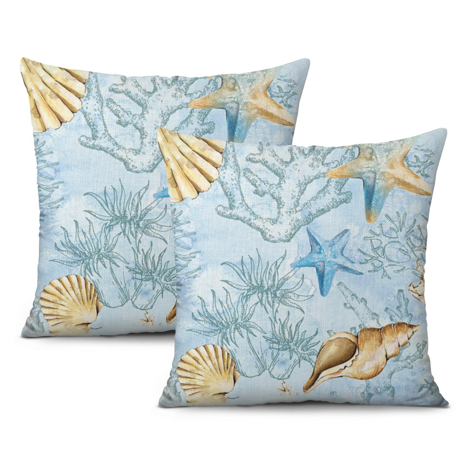 Charming Seaside Decor: Set of 2 Beach Themed 16x16 inch Nautical ...