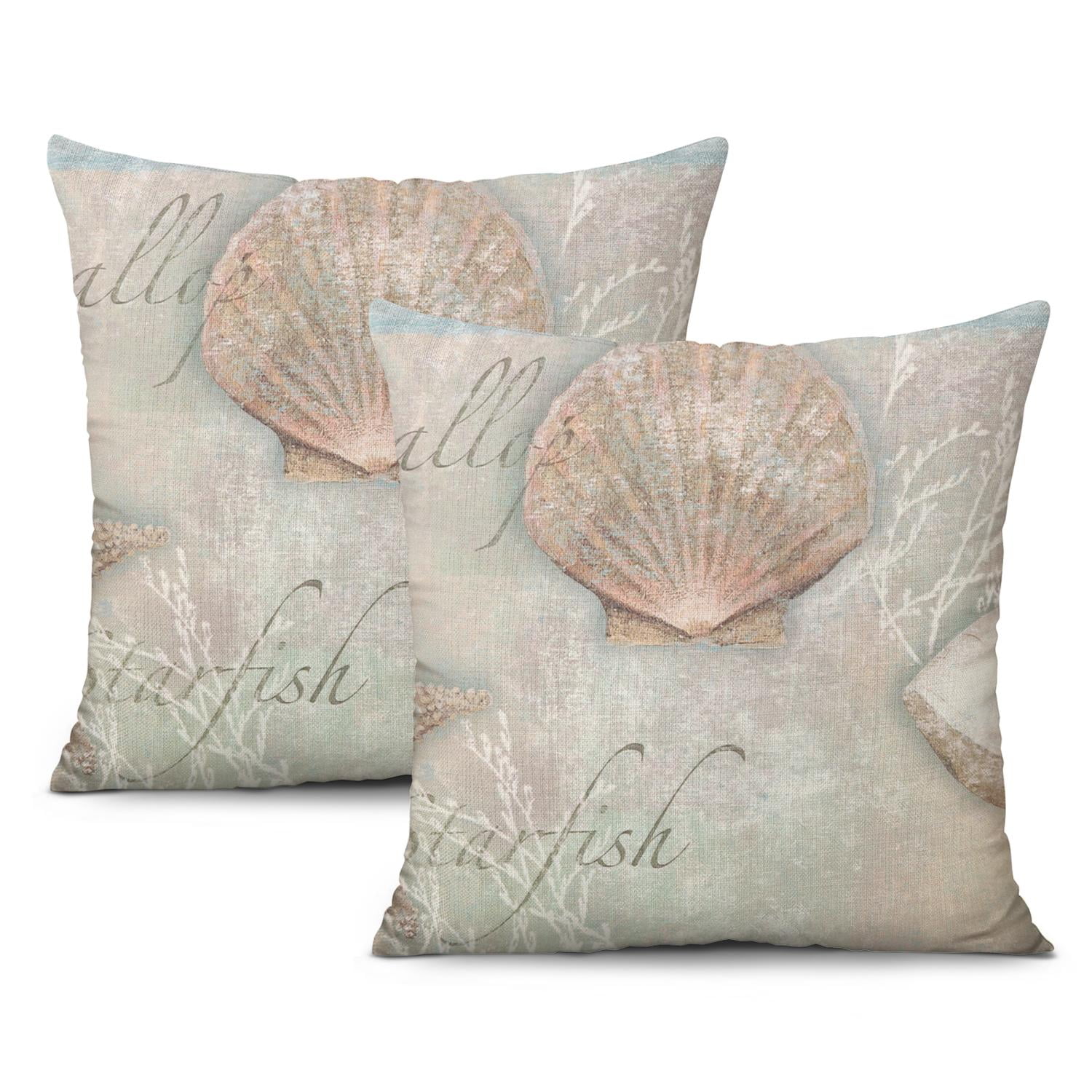 Charming Seaside Decor: Set of 2 Beach Themed 20x20 inch Nautical ...