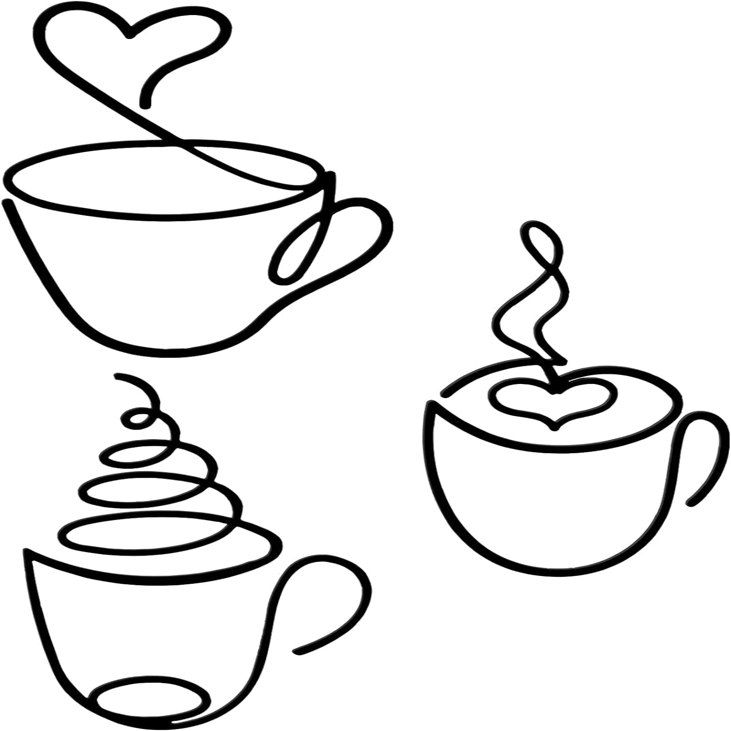 Coffee Cat Style Wire Wall Decor - Set of 3 Metal Coffee Cup Signs for ...