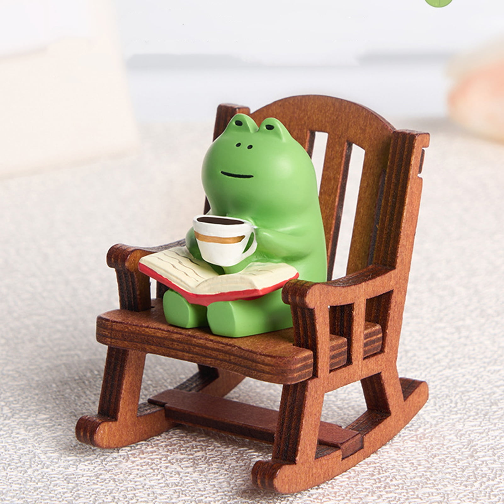 Charming Set of 2 Miniature Frog Rocking Chair Figurines Whimsical Desk ...