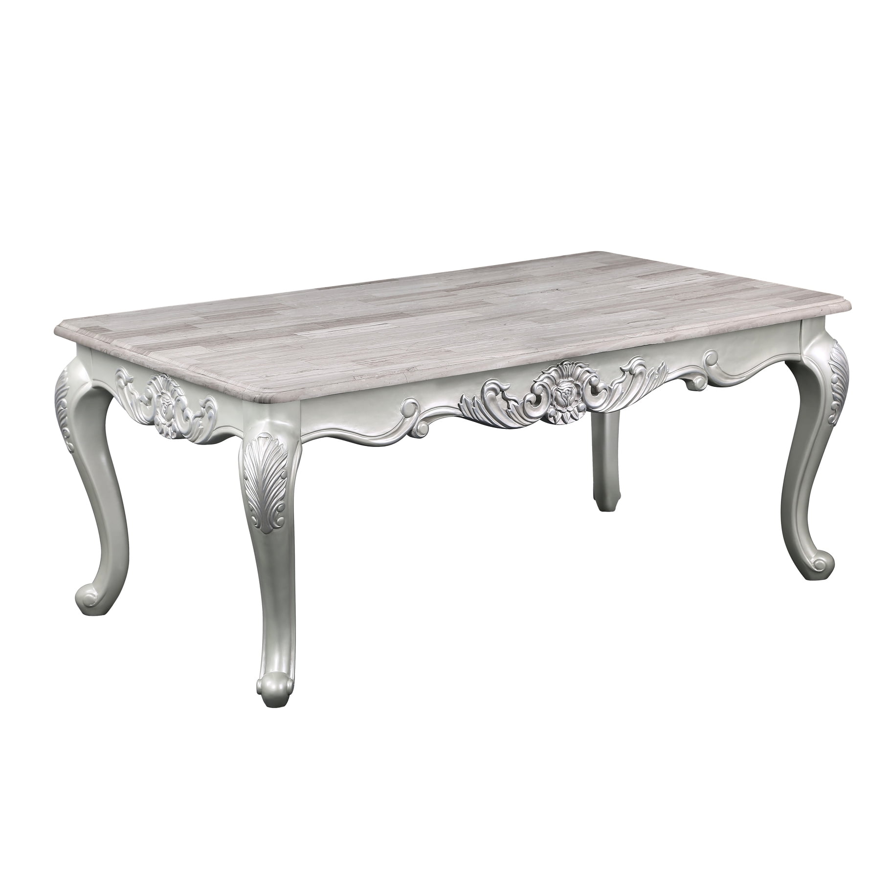 Charming Silver Finish Coffee Table - Wood Construction For A Welcoming ...