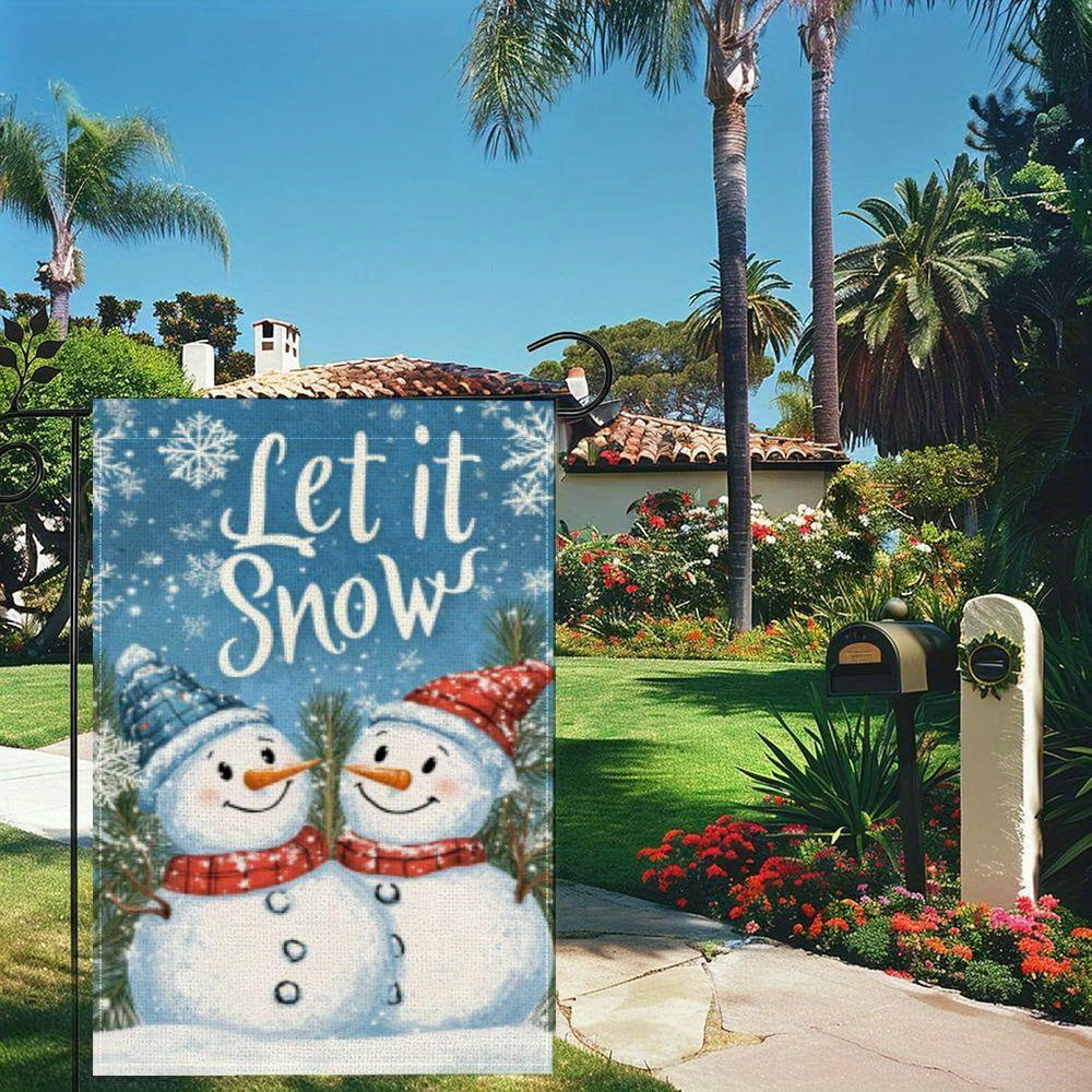 Charming Snowman Double-Sided Garden Flag - Durable Flax, Perfect for ...