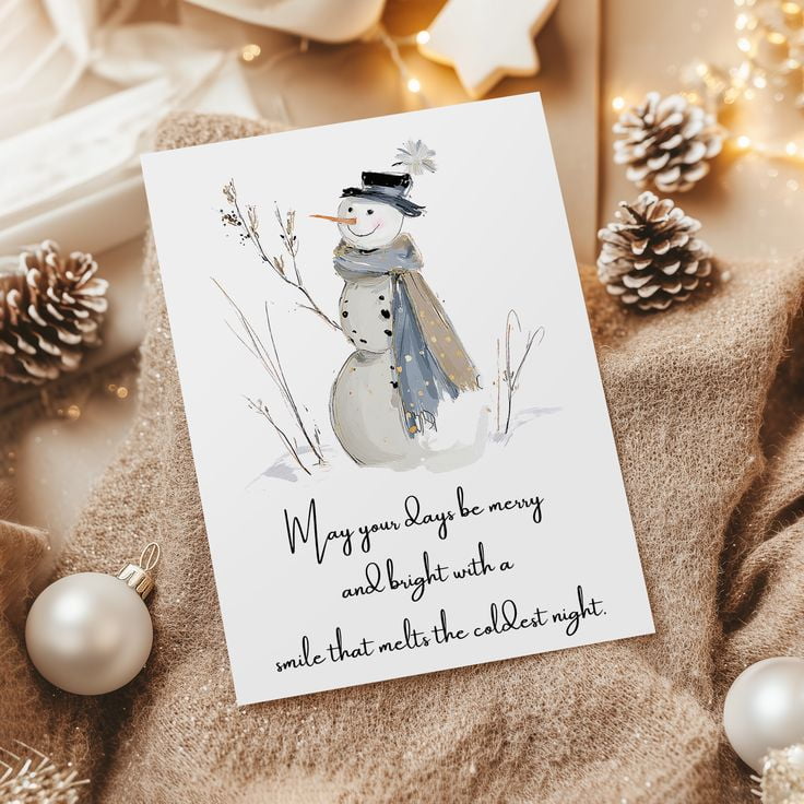 Charming Snowman Greeting Card – "May Your Days Be Merry" Design ...