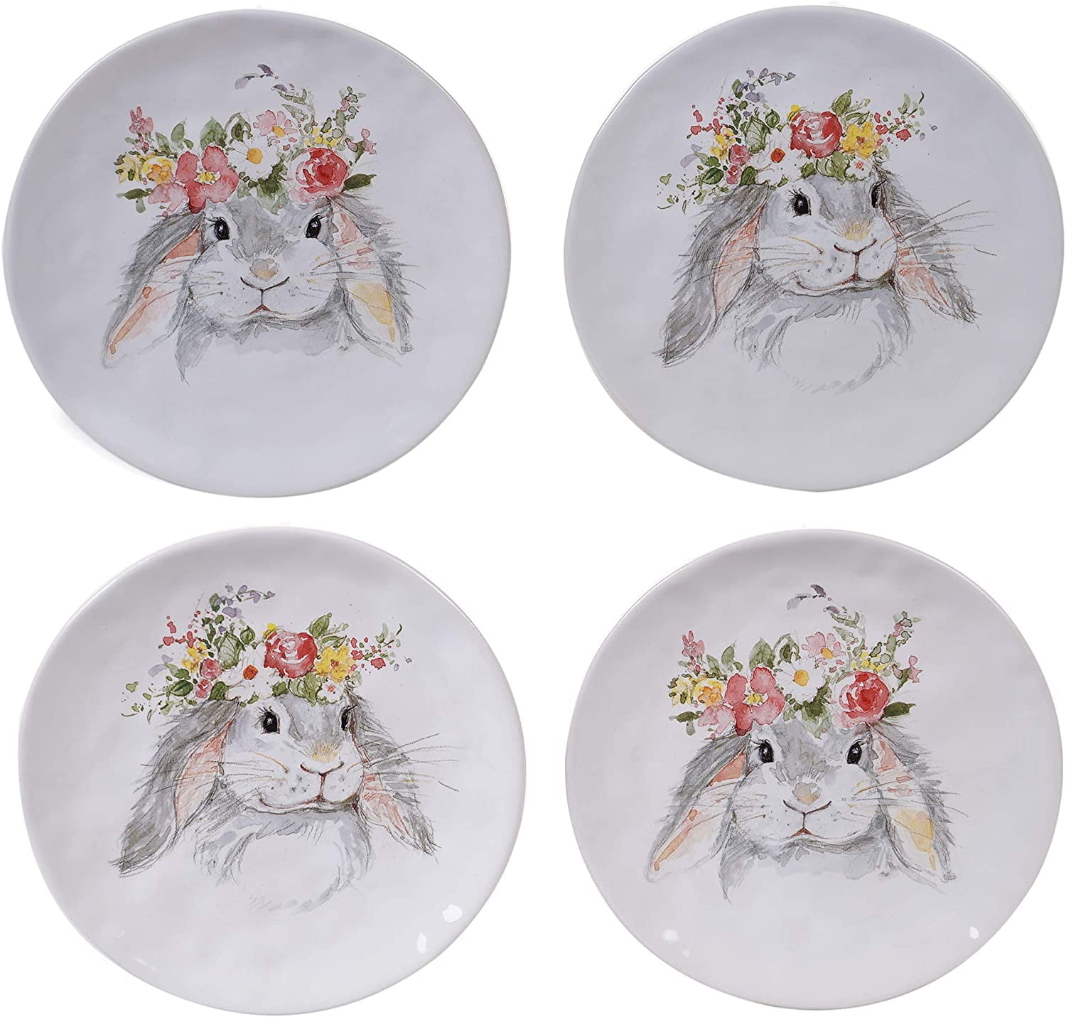 Charming Spring Bunny Salad/Dessert Plates - Set of 4, 8.5 Diameter ...