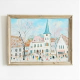 Charming Spring Print, Pastel Wall Art, Pastel Village Print, Romantic ...