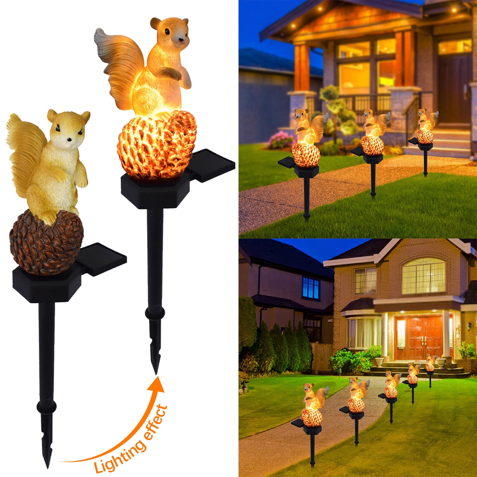 Charming Squirrel Solar Garden Lights, Solar Outdoor Lights - Resin ...