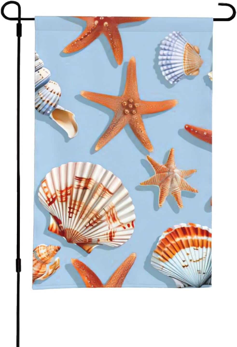 Charming Starfish And Seashell Pattern Print Garden Flag,12x18 Inches ...