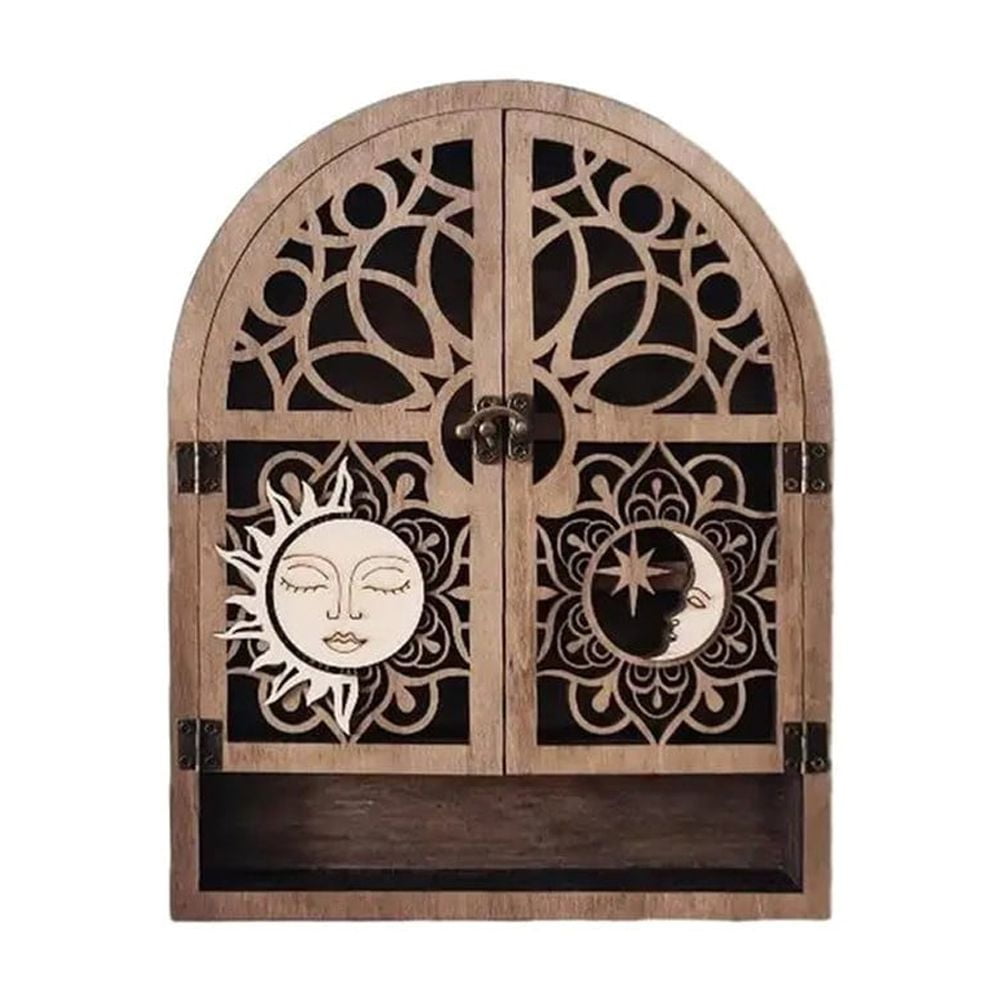 Charming Sun And Moon Wooden Shelf For Crystal Holders And Decorative ...