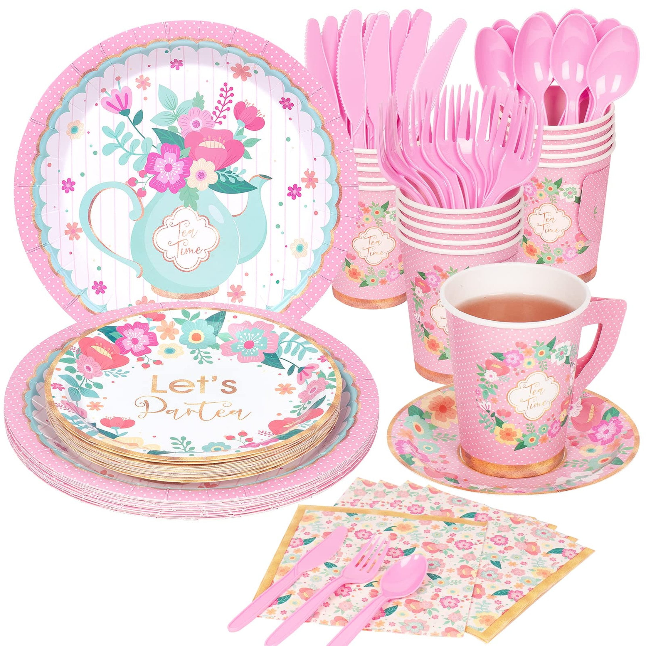 Charming Tea Celebration Set for 16, Complete with Elegant Plates ...