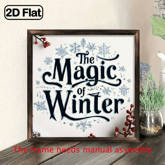 Charming 'The Magic of Winter' Wooden Sign - 8x8 Inch, Vibrant ...