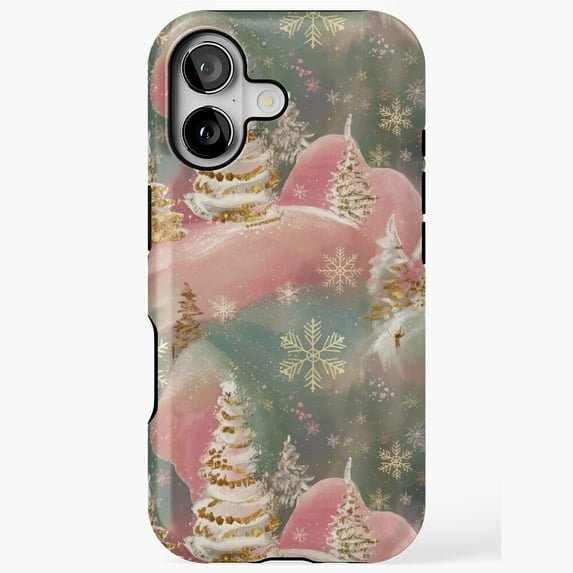 Charming Tree and Pink Snow Holiday Pattern Case for iPhone 17 through ...