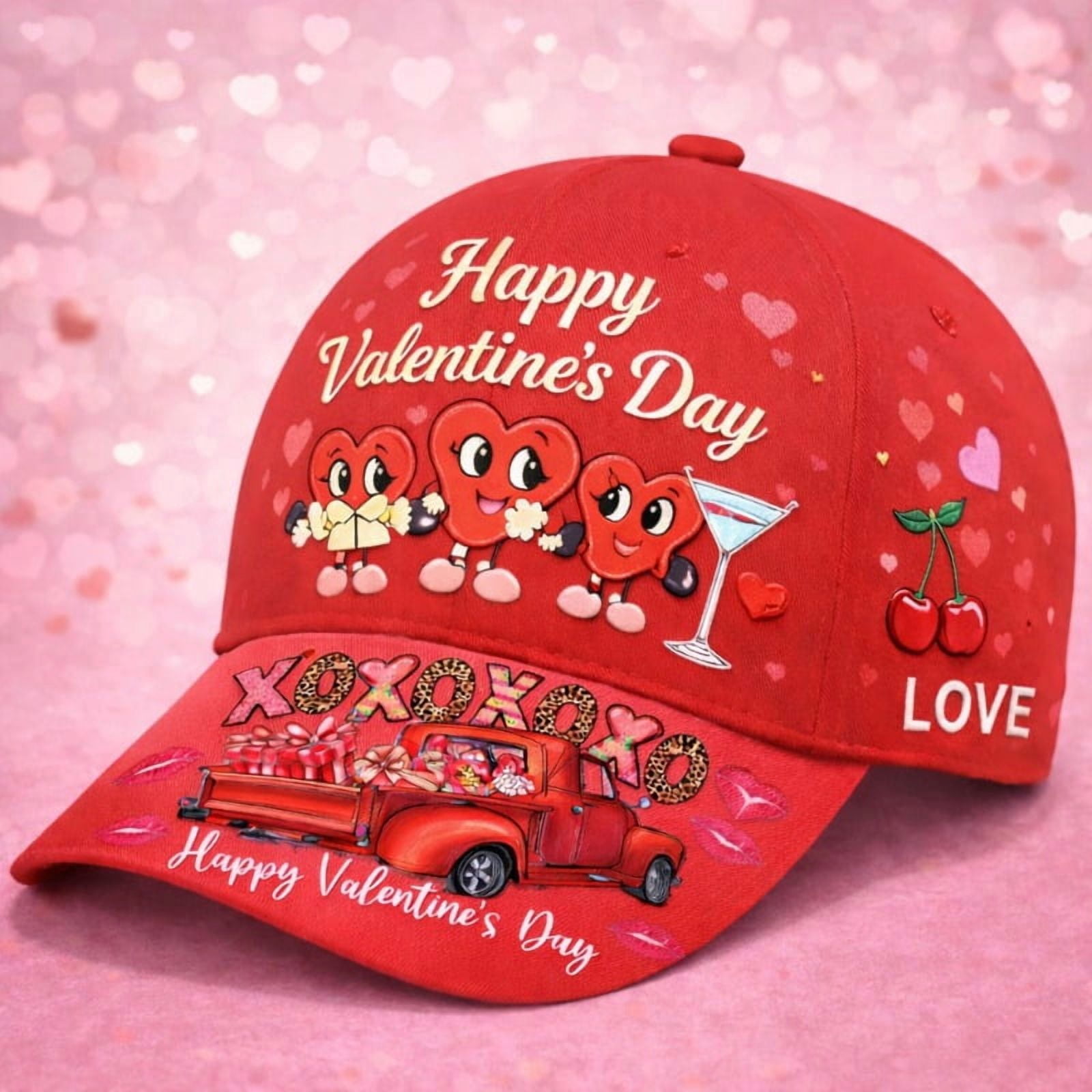Charming Valentine's Day Essential Gift Red Cap With Heart Characters ...