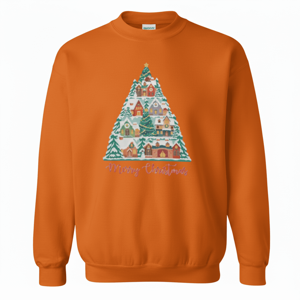 Charming Village Tree Classic Winter Holiday Scene Art Sweatshirt, up ...