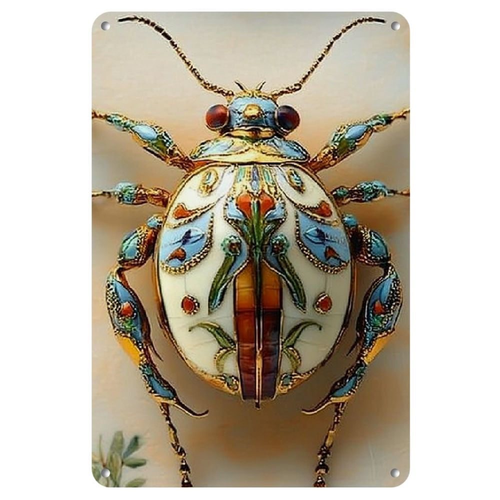 Charming Vintage Beetle Metal Sign - 8x12 Inch Aluminum Wall Art ...