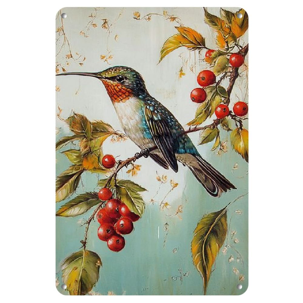 Charming Vintage Birds Metal Sign - 8x12" Rustic Wall Art for Garden, Yard, Pub, Bar, Kitchen ...