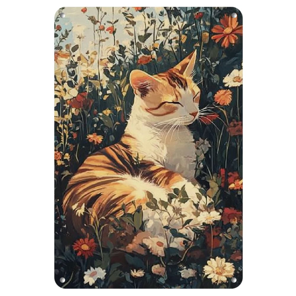 Charming Vintage Cat Metal Tin Sign - Durable Iron Wall Art for Home ...